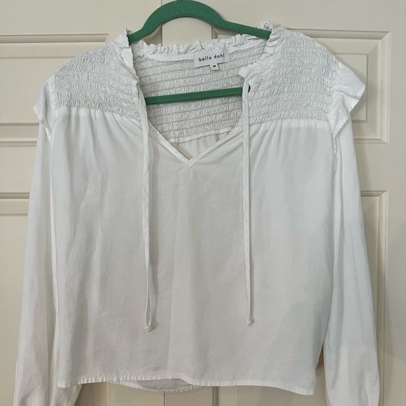 Bella Dahl | Tops | Bella Dahl White Long Sleeve Ruffle Smocked ...